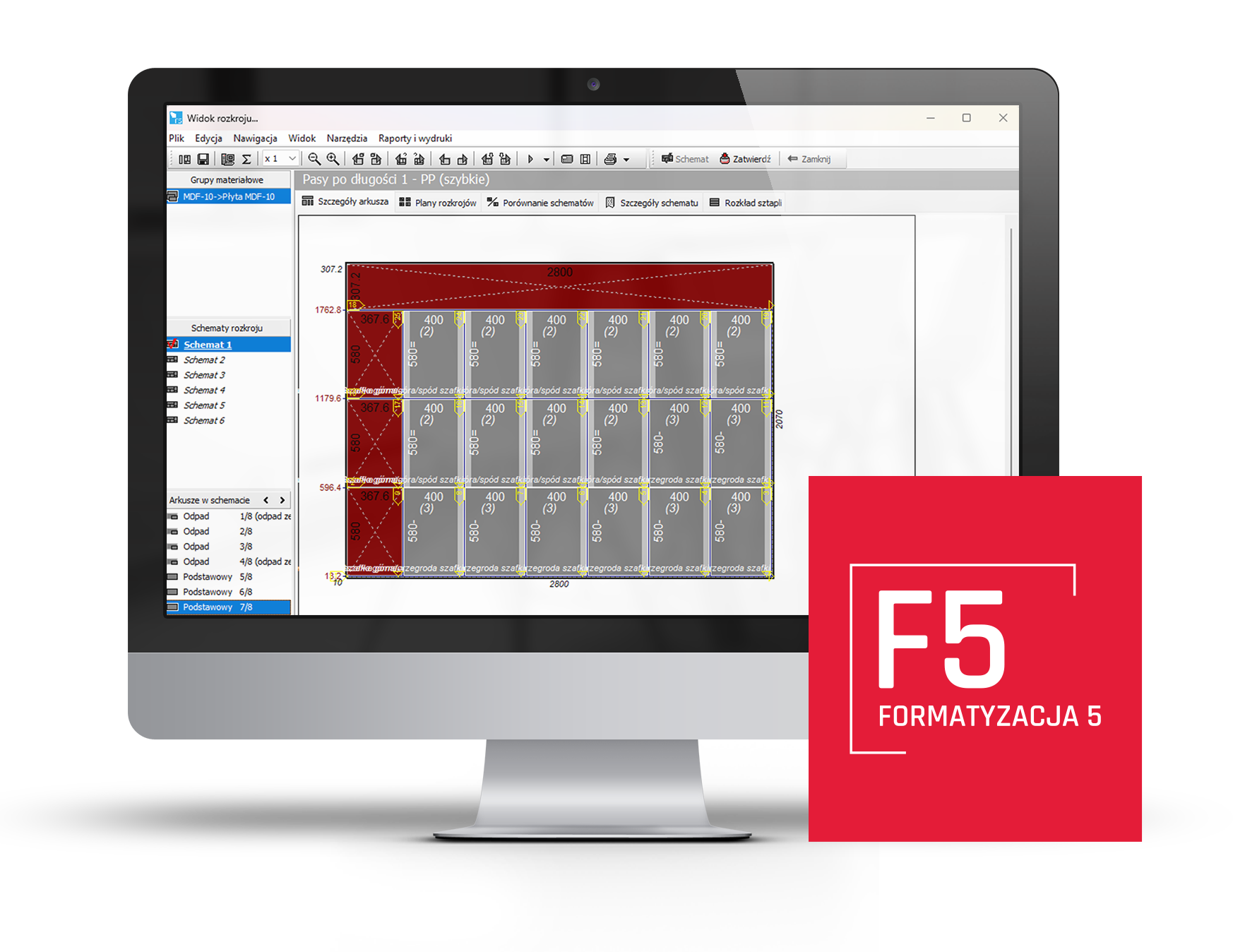 Formatyzacja 5 - sieciowy program do rozkroju płyt meblowych - AGMAsoft